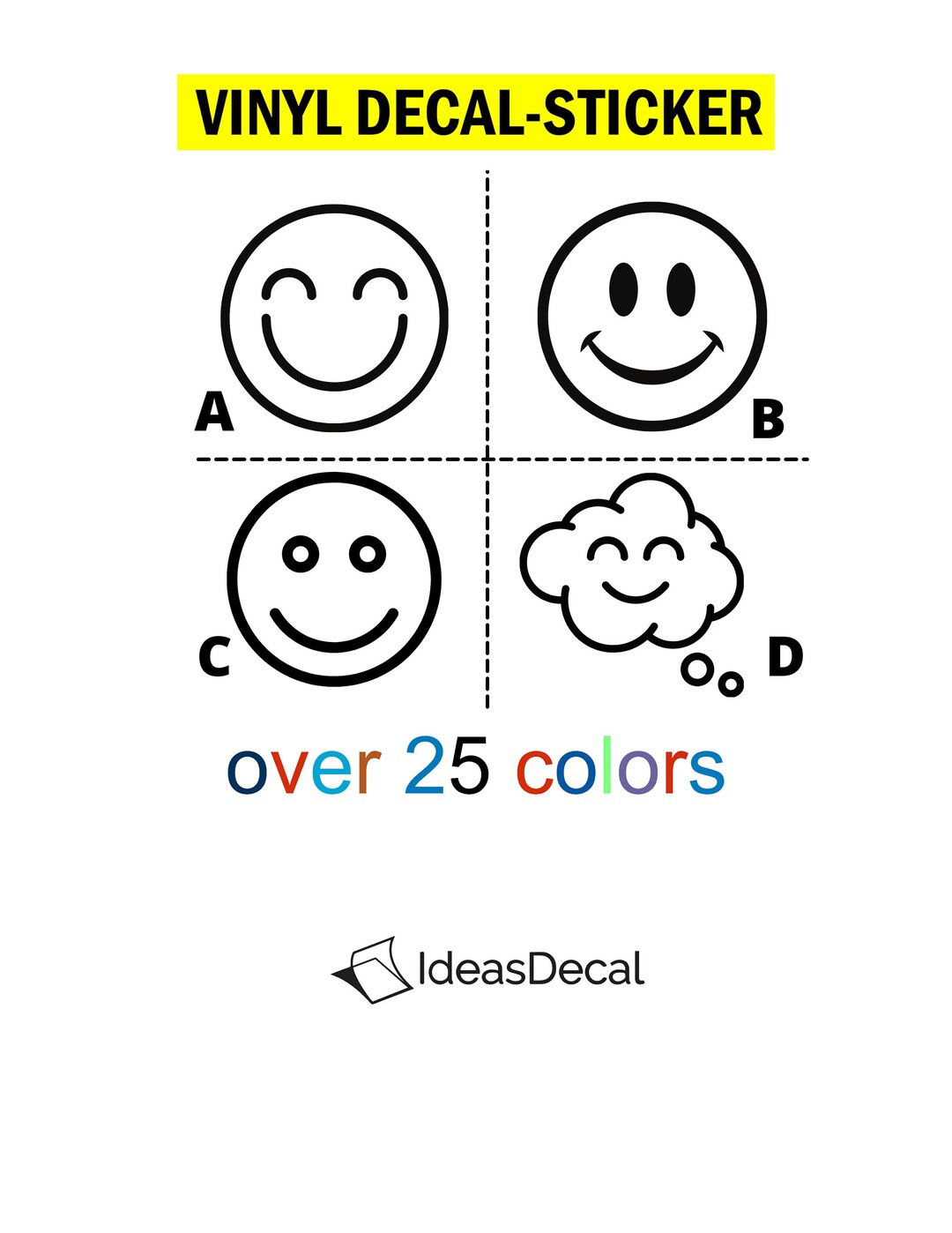 Happy Face Vinyl Decals Sticker Emoticons Emojis Symbols - Etsy