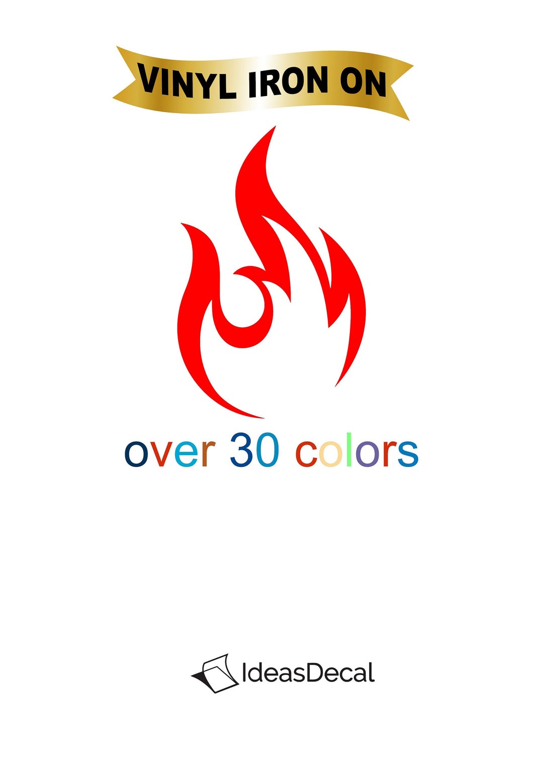 Flame Iron on Decal on Heat Transfer Vinyl Red Fire - Etsy