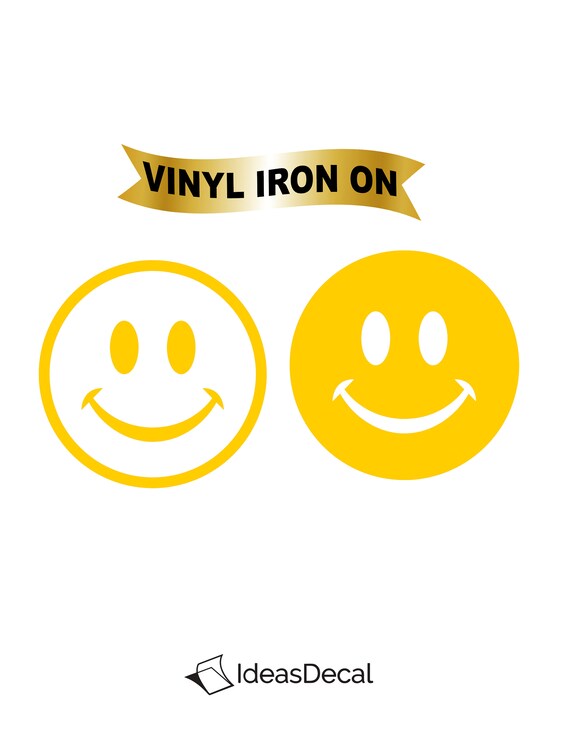 Happy Face Iron on Smiley Heat Transfer Vinyl Emoticons Emojis | Etsy