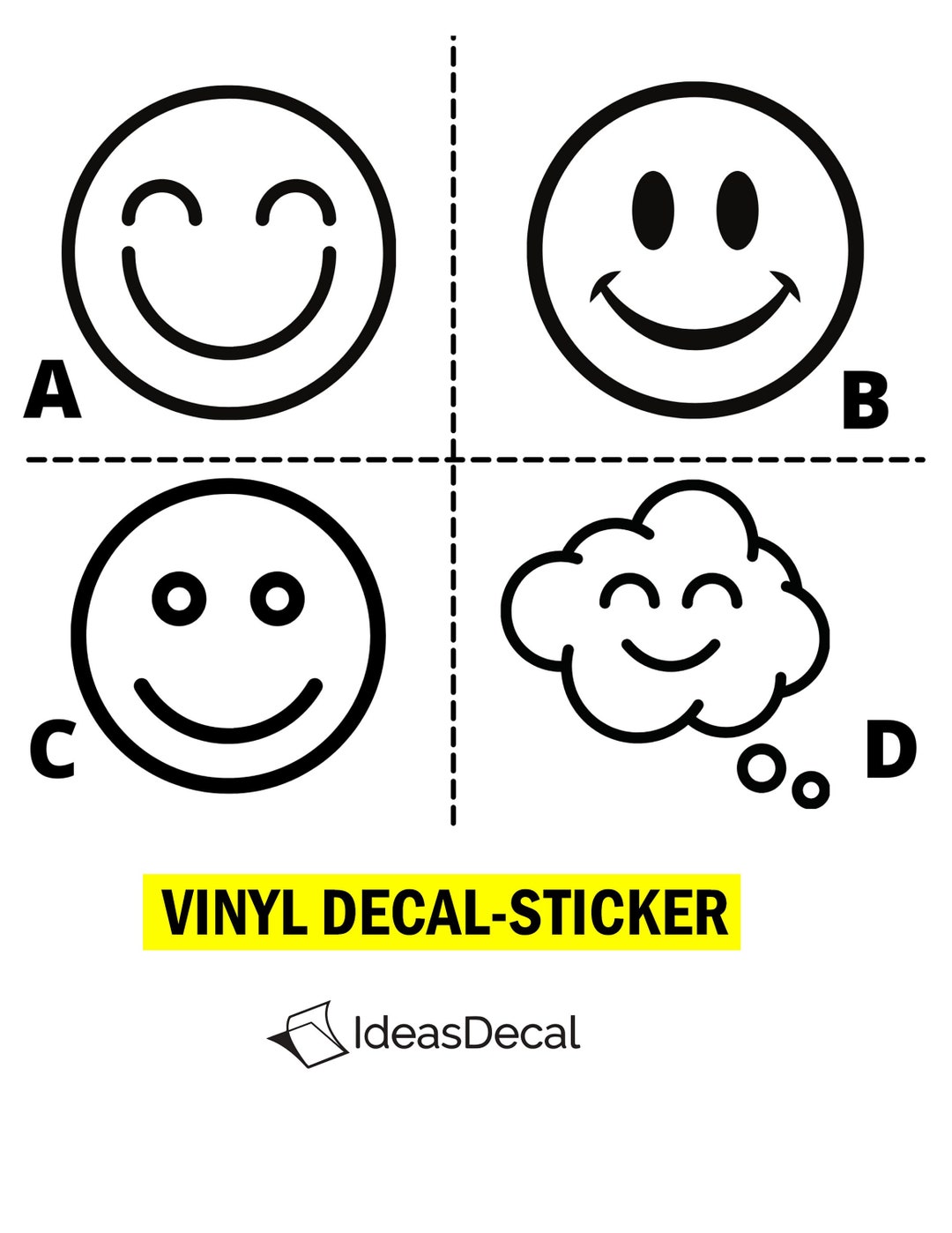 Happy Face Vinyl Decals Sticker Emoticons Emojis Symbols - Etsy