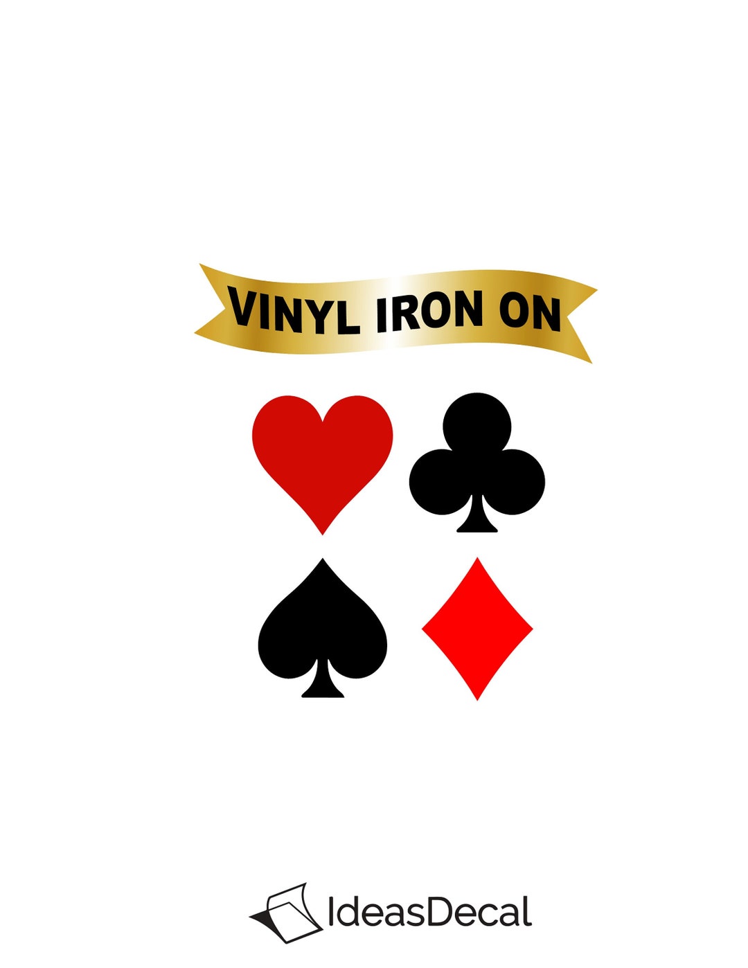 Poker Card Iron on Decal Spade, Club, Diamond or Heart on Heat Transfer ...
