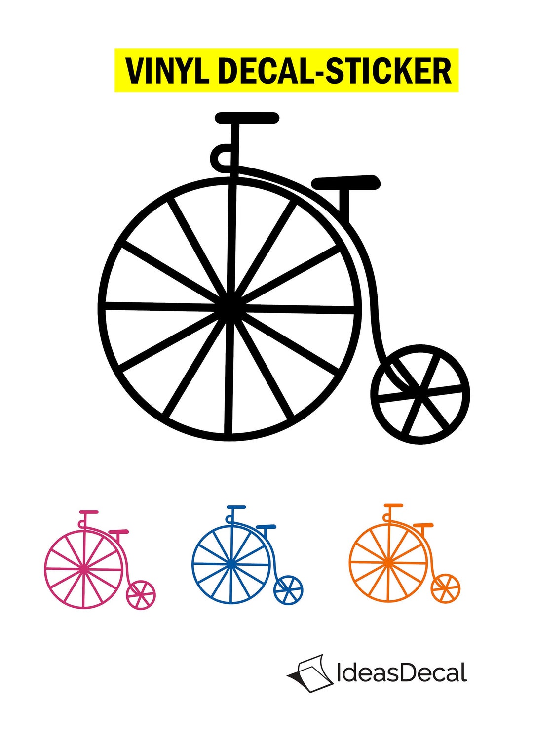 Antique Bike Vinyl Decal Sticker High Wheel Bike - Etsy