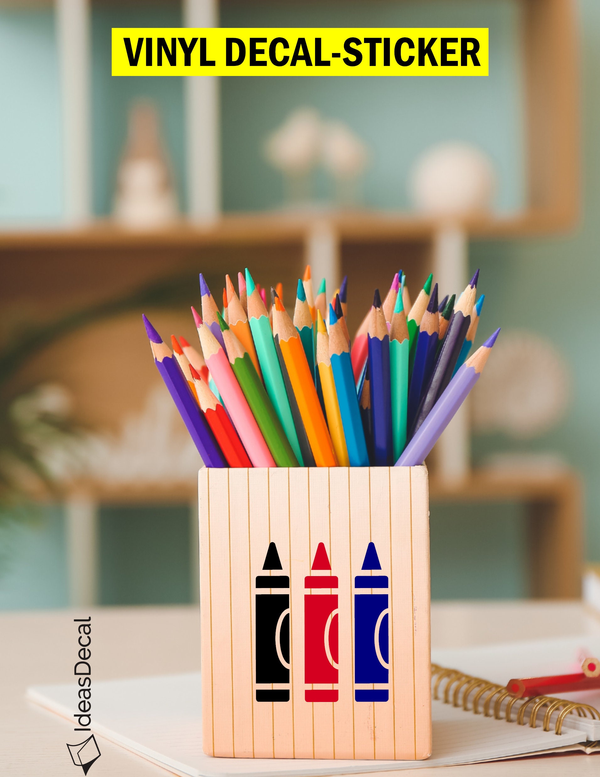 Crayon Vinyl Decal Sticker Back to School Teacher - Etsy