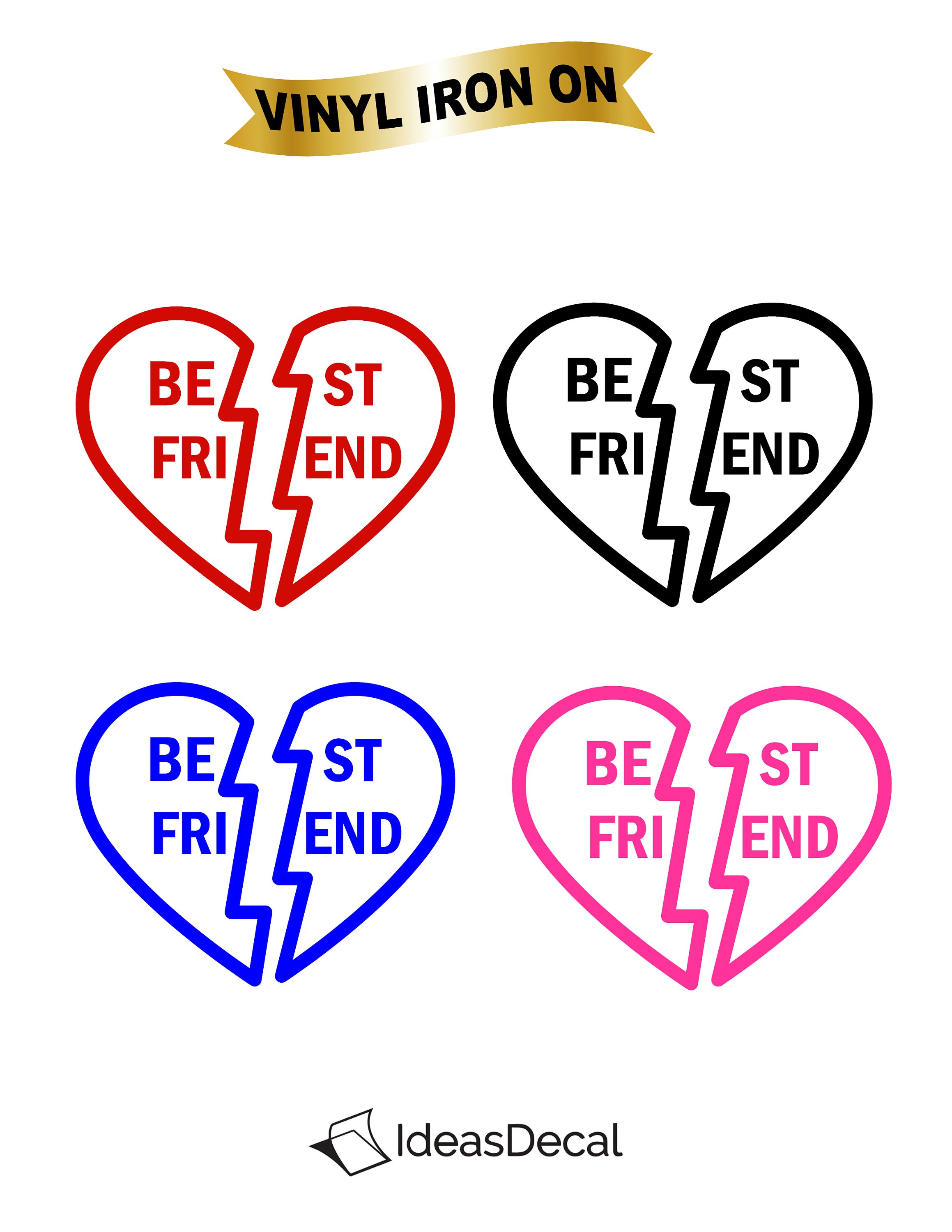 Iron on Heart Best Friend Decal on Heat Transfer Vinyl | Etsy