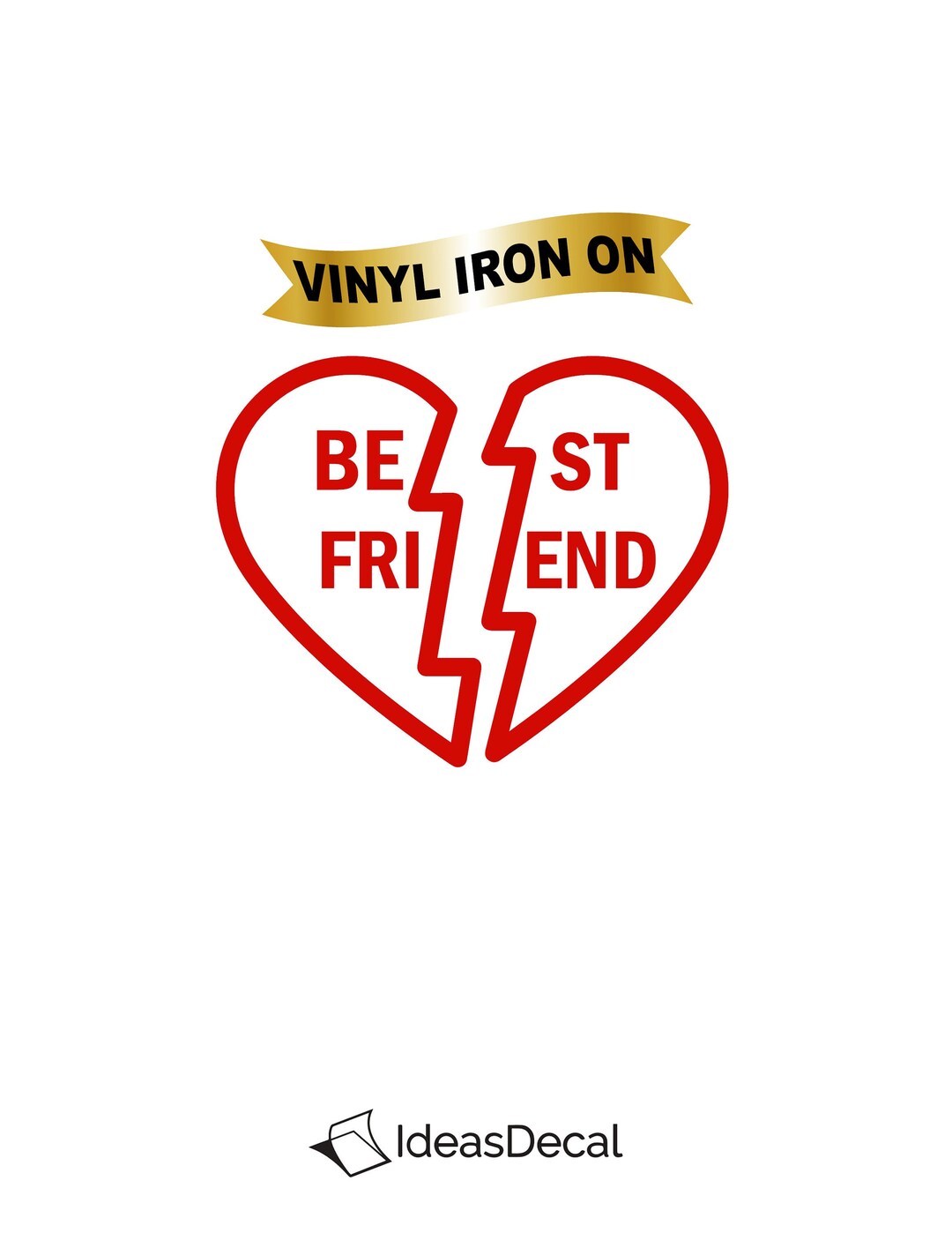 Iron on Heart Best Friend Decal on Heat Transfer Vinyl - Etsy