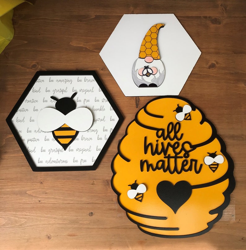 3 Bee Themed Sign Bundle File SVG Template Bundle - Etsy