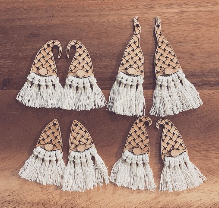 Weave Gnome Macrame Beard EARRINGS Score and Cut Cane | Etsy