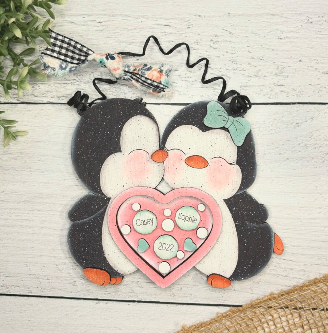 Penguin Couple Shaker Ornament! Snowball, Love, Customizable, Family ...