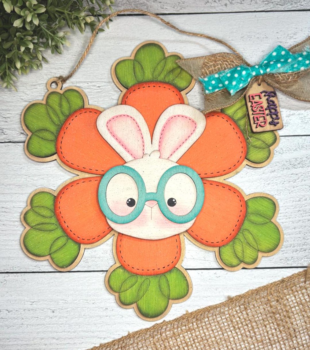 Carrot Bunny Door Hanger or Sign! Stitched, Happy Easter, Smart ...