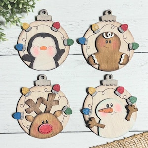 Bulb Customizable Ornament Set, Snowman, Reindeer, Gingerbread, Penguin ...