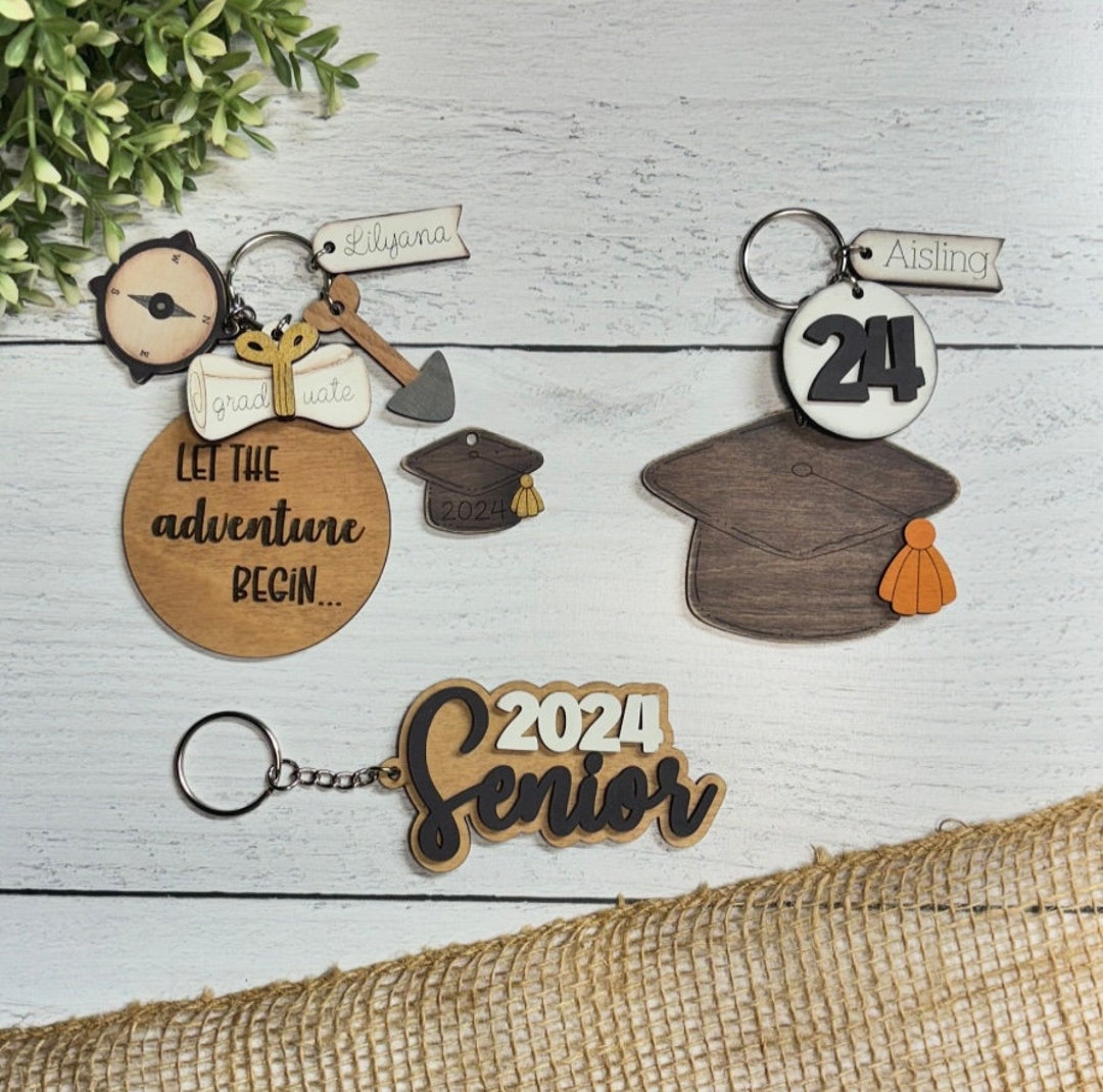 Graduation Keychains Set of 3 With Charms, 2024-2028, Senior, Cap ...