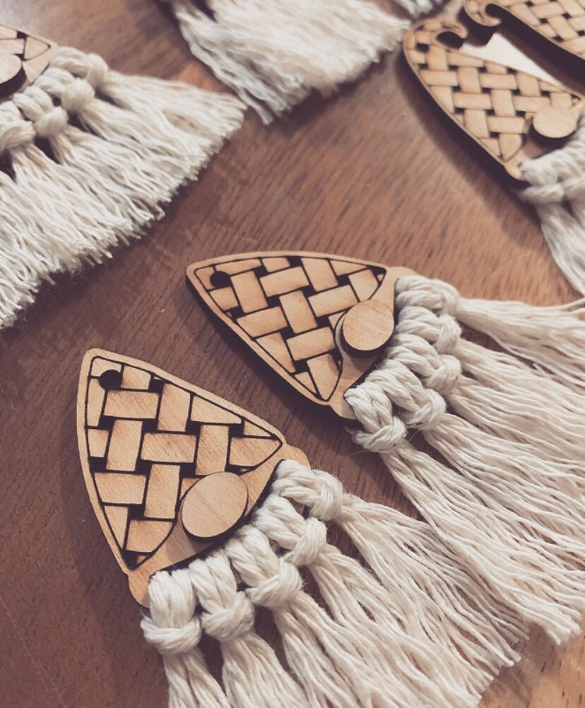 Weave Gnome Macrame Beard EARRINGS Score and Cut Cane | Etsy