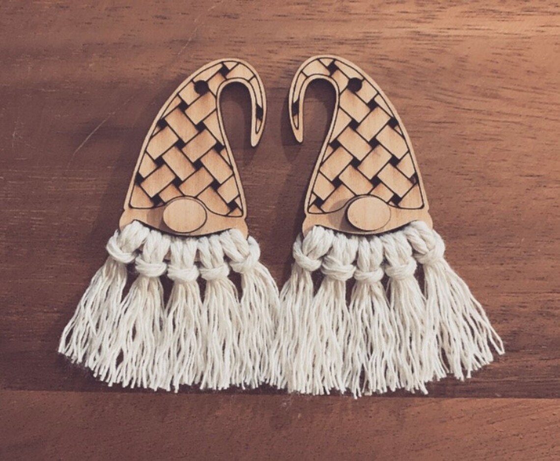 Weave Gnome Macrame Beard EARRINGS Score and Cut Cane | Etsy