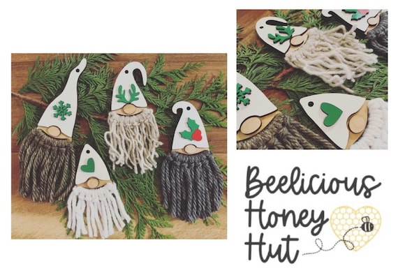Gnome Macrame Beard Ornaments 5 Different Gnomes With Extras - Etsy