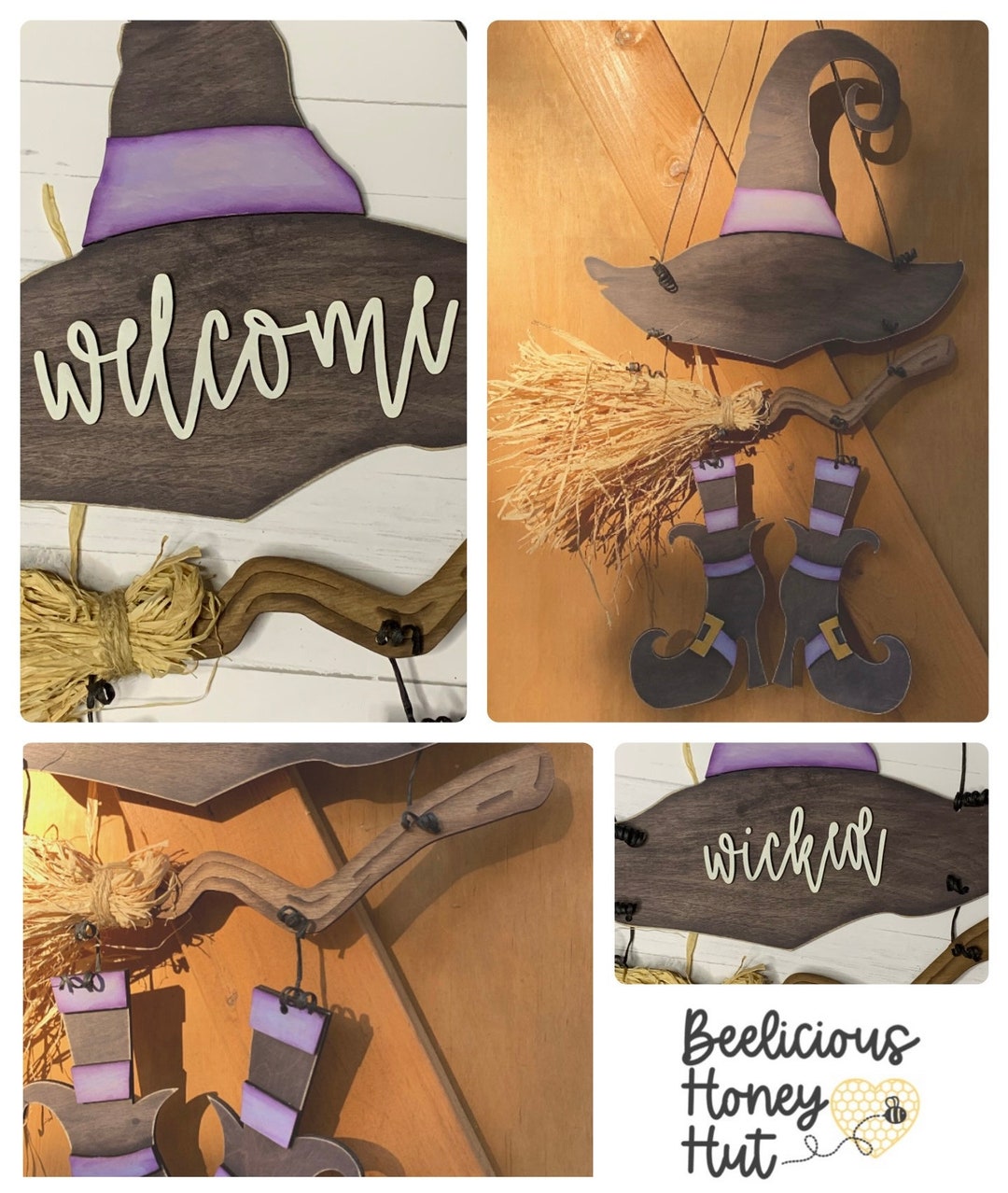 Primitive Witch Door Hanger! Multiple Sayings, Sign, Prim, Hat, Boots ...