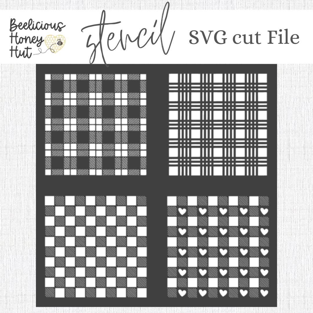 Stencil Set, Gingham, 12 X 12 Sheet or Glowforge, Decor, Paint Kit ...