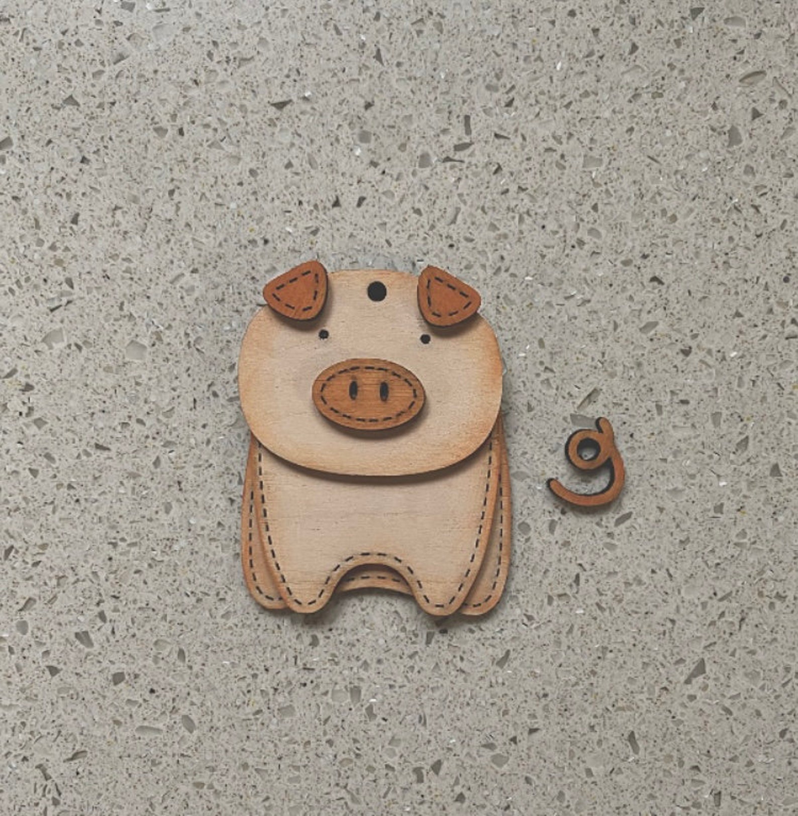 Hand Stitched Farm Keychains! Wood Keepsake, Gift, Frog, Pig, Cat ...