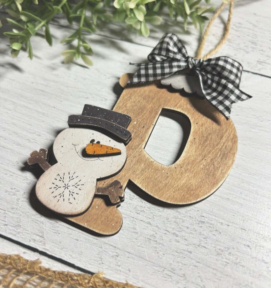 Stitched Snowman Alphabet Ornament Set! Customizable, Snowflake ...