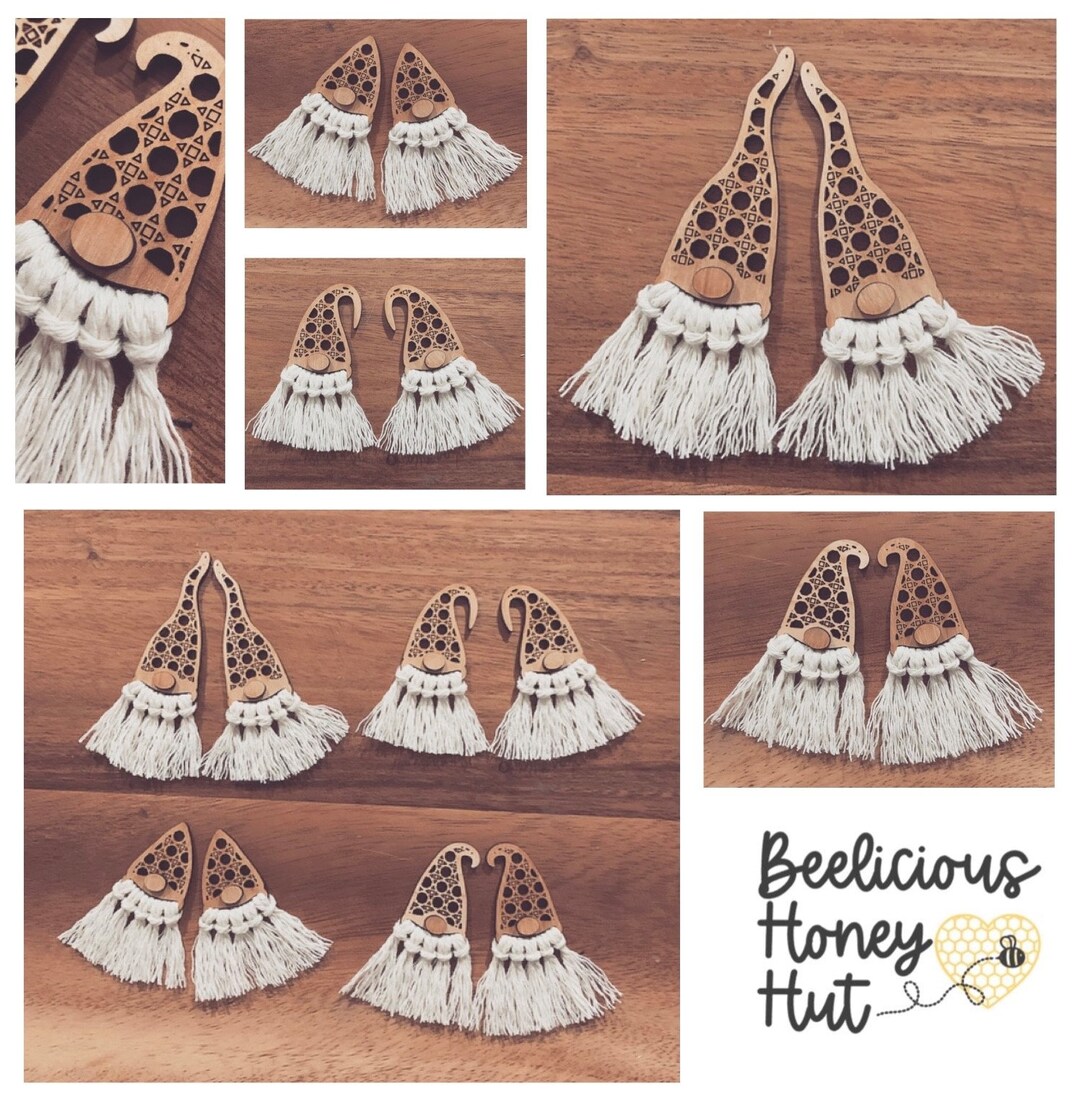 Rattan Gnome Macrame Beard EARRINGS! Score and Cut, Cane, Pattern ...
