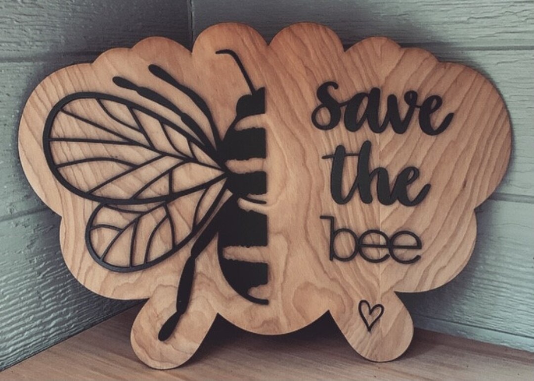 Half Bee, Save the Bee Sign! Gift Idea, Friendship, Decor Template SVG ...