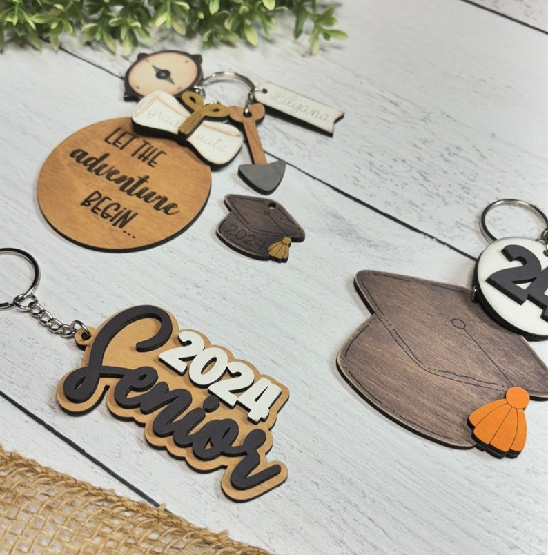Graduation Keychains Set of 3 With Charms, 2024-2028, Senior, Cap ...