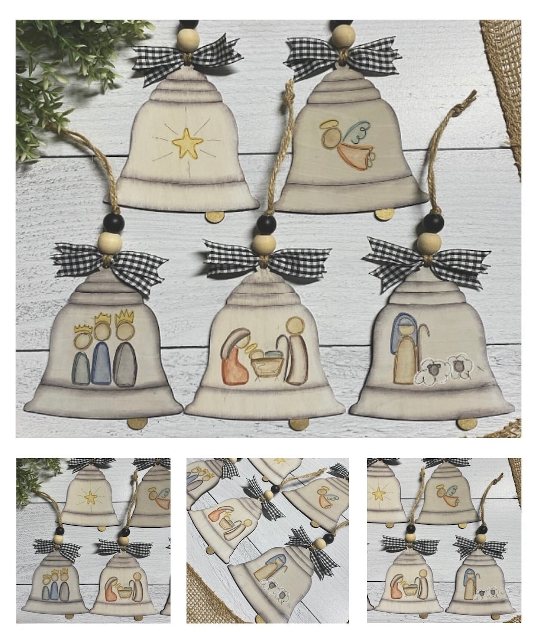 Nativity Bell Ornament Set, Christmas, Believe, Baby Jesus in a Manger ...