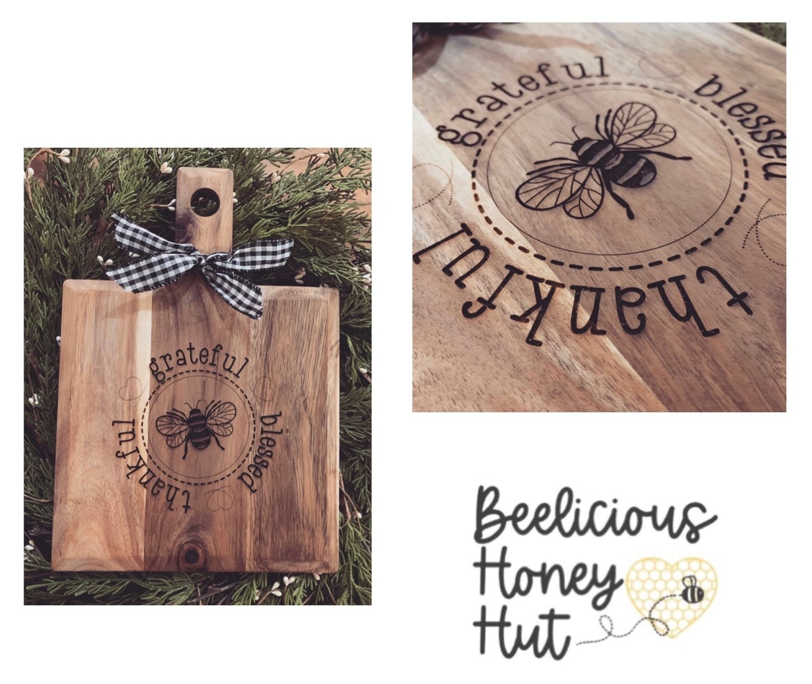 Bee Grateful, Blessed and Thankful Cutting Board, Trivet and Framed ...