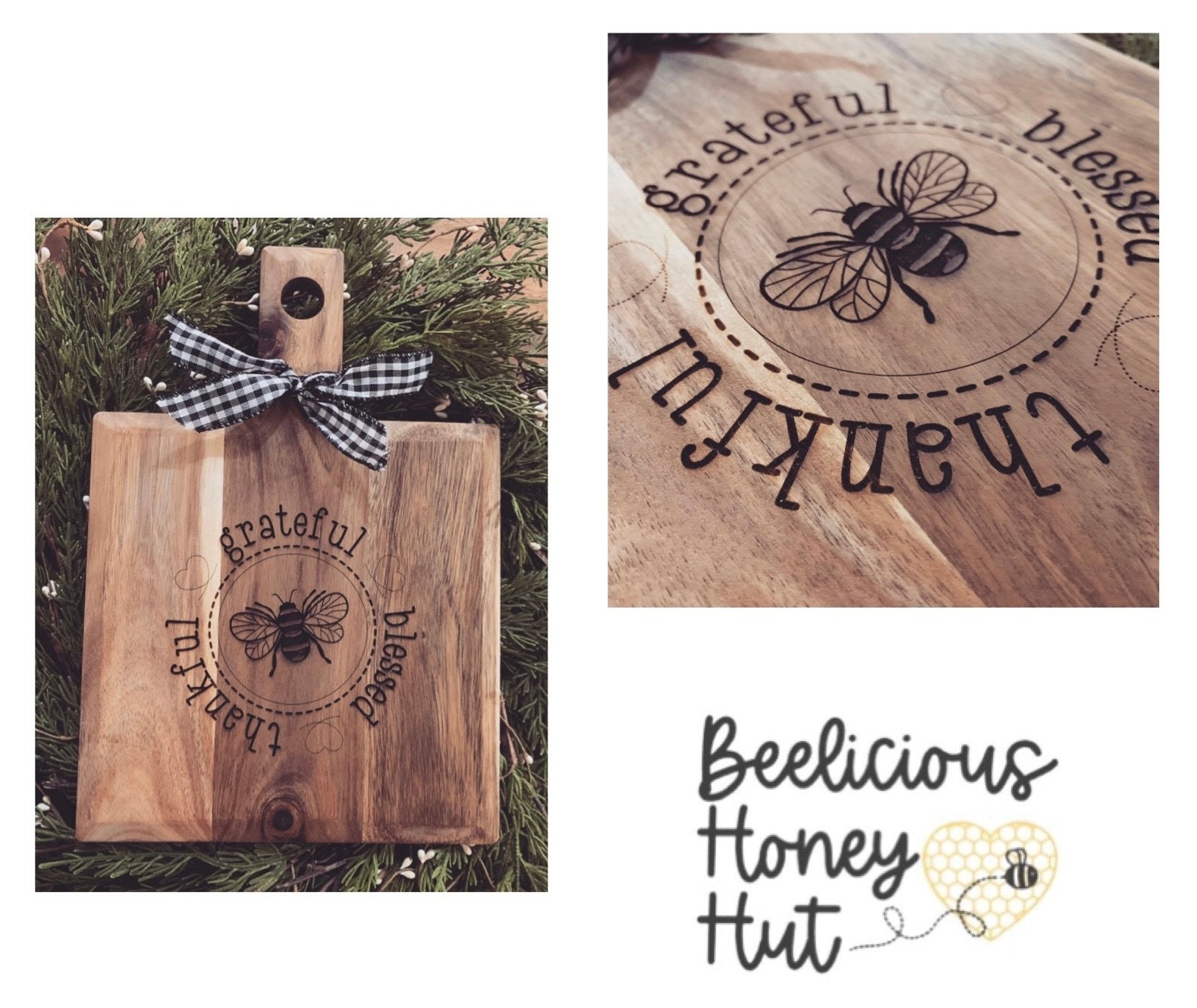 Bee Grateful, Blessed and Thankful Cutting Board, Trivet and Framed ...