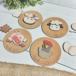 Farm Interchangeable 4 Inch Round Set, Cow, Moo, Sheep, Baa, Pig, Oink ...