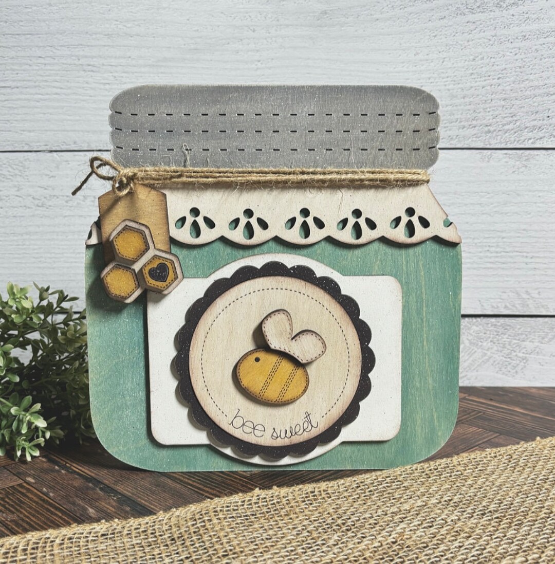 Jar Interchangeable Shelf Sitter With Storage, Antique, Bee, Honeycomb ...