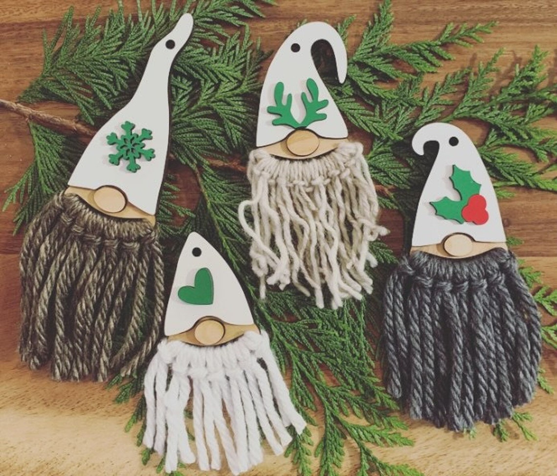 Gnome Macrame Beard Ornaments! 5 Different Gnomes With Extras! Gift ...