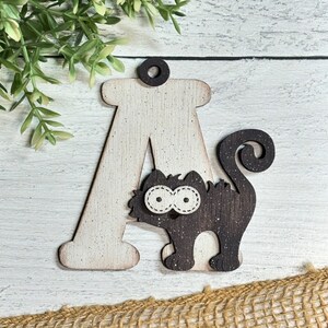 Stitched Black Cat Alphabet Tag or Ornament Set! Customizable ...