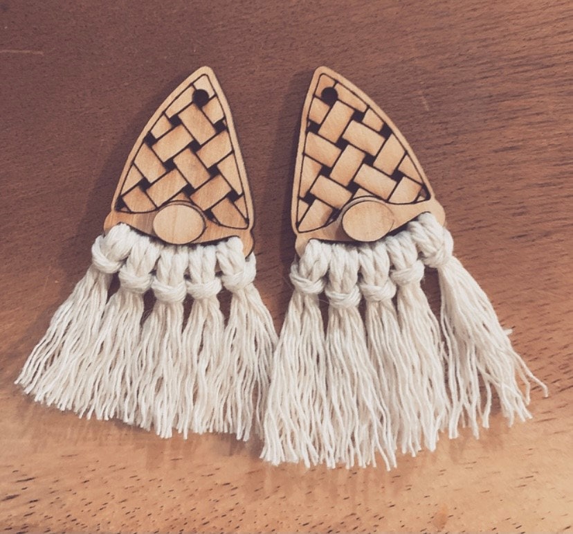 Weave Gnome Macrame Beard EARRINGS Score and Cut Cane | Etsy
