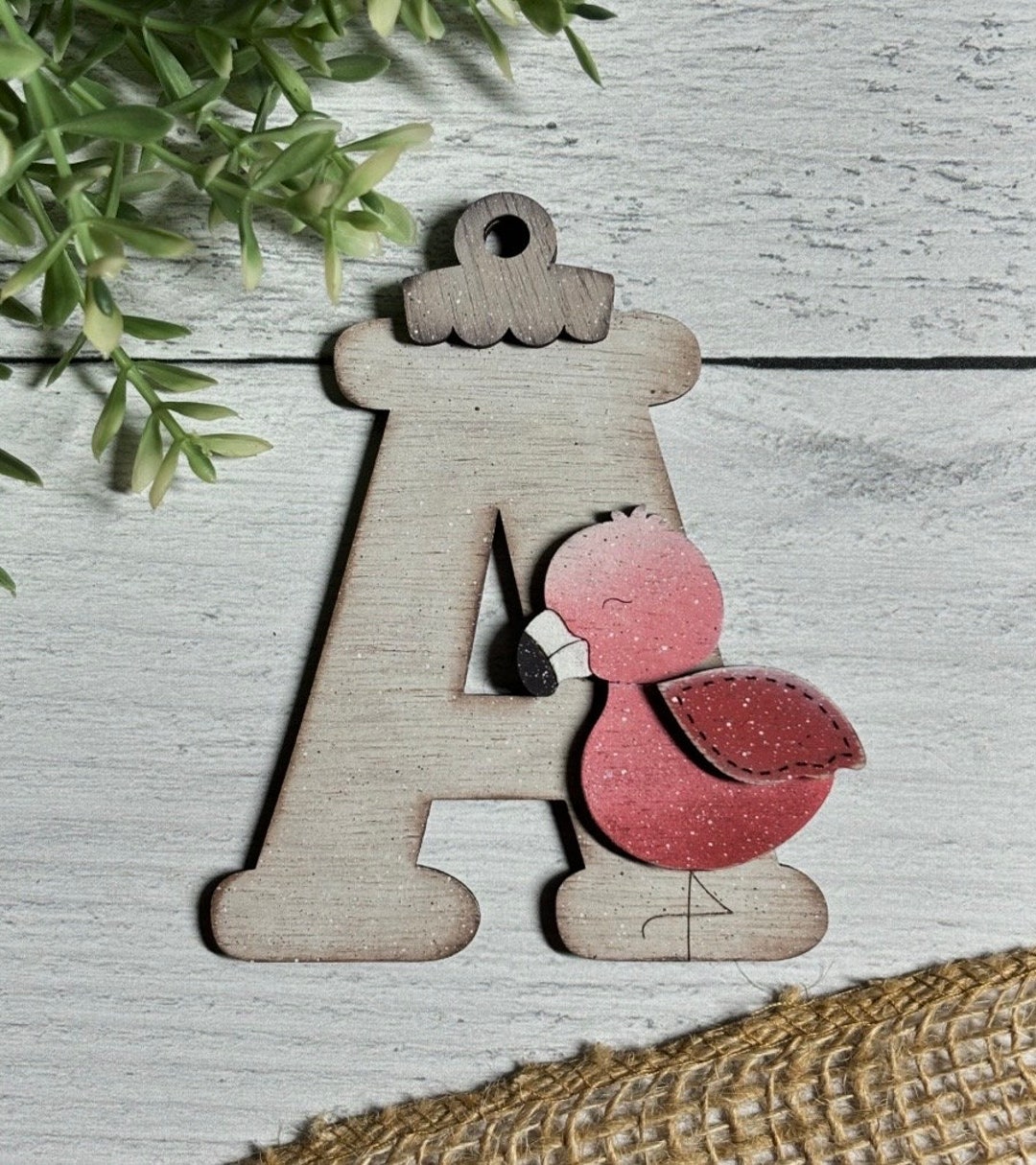 Stitched Flamingo Alphabet Ornament Set! Customizable, Birthday ...