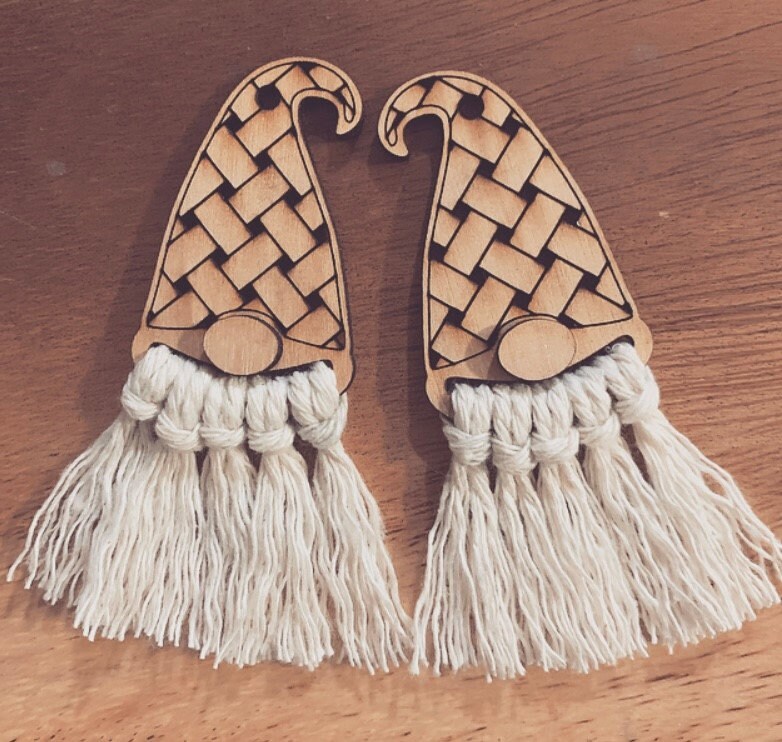 Weave Gnome Macrame Beard EARRINGS Score and Cut Cane | Etsy