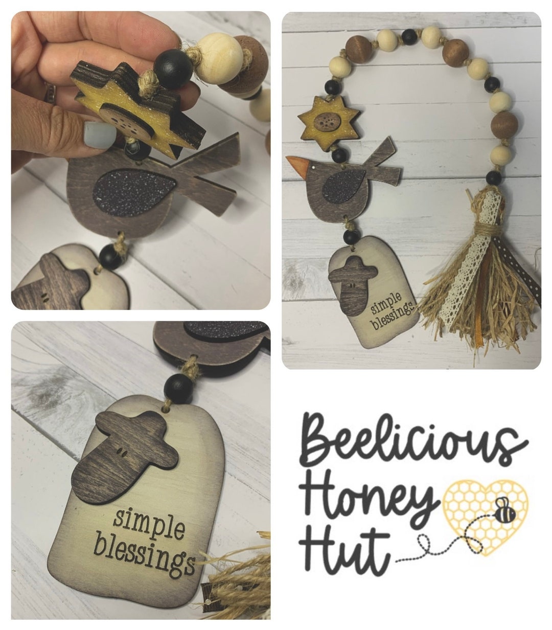 Primitive Beaded Garland Simple Blessings! Prim, Swag, Tassel, Decor ...