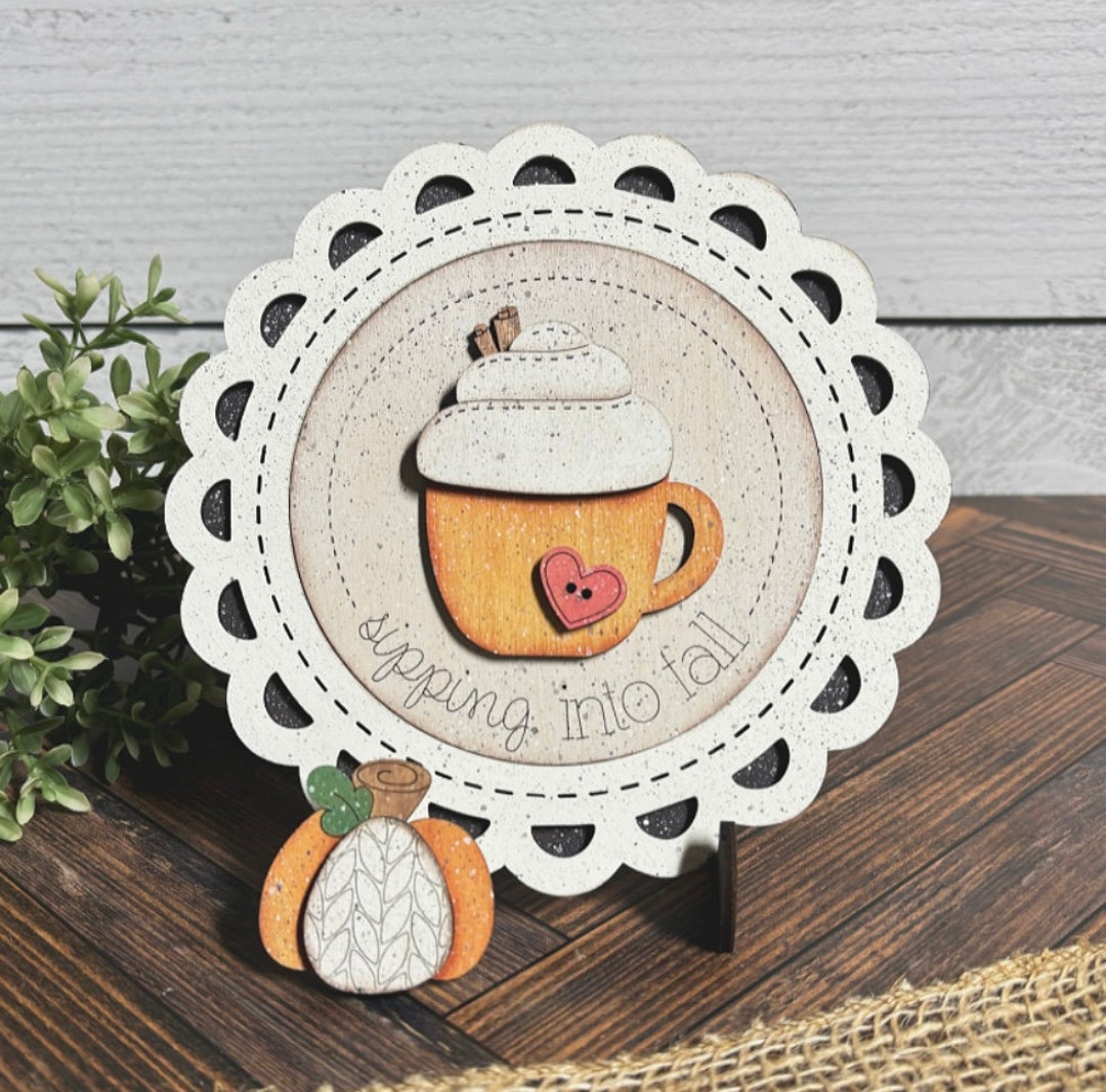 ADD ON Sipping Into Fall Interchangeable 4-inch Round, Pumpkin Spice ...