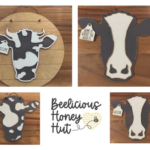 Bull & Cow Welcome Door Hanger or Sign Gift Idea Head Ear - Etsy