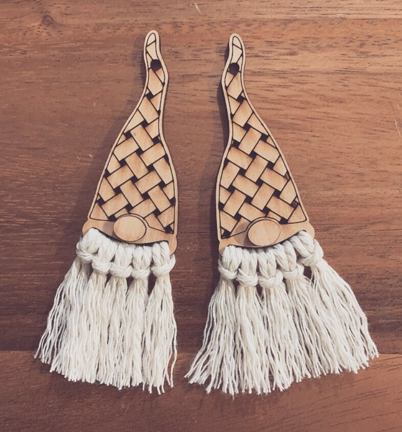 Weave Gnome Macrame Beard EARRINGS Score and Cut Cane | Etsy