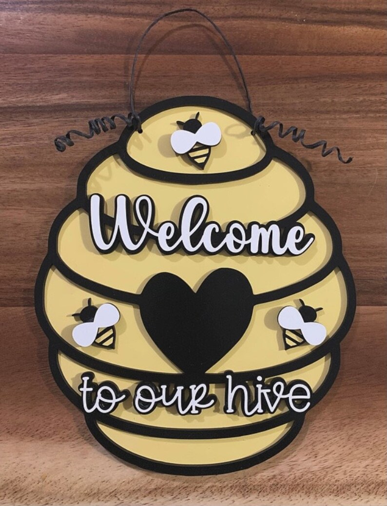 Welcome to Our Hive Door Hanger/sign! Gift Idea, Honey, Decor, Bee ...