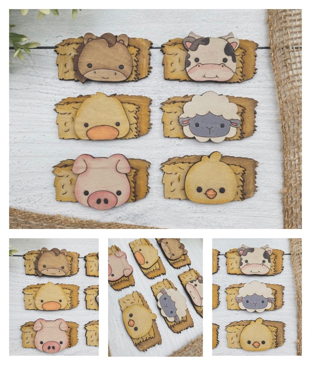 Farm Animal Hair Clips, Horse, Pig, Cow, Sheep, Duck, Chick, Chicken ...