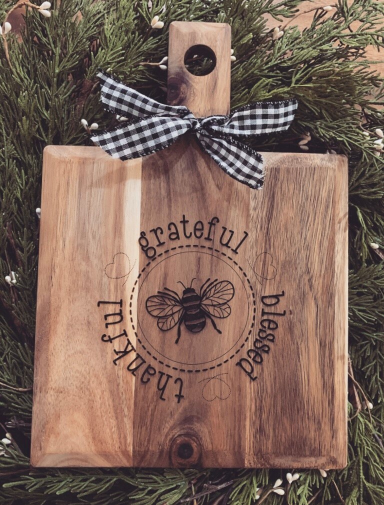 Bee Grateful, Blessed and Thankful Cutting Board, Trivet and Framed ...