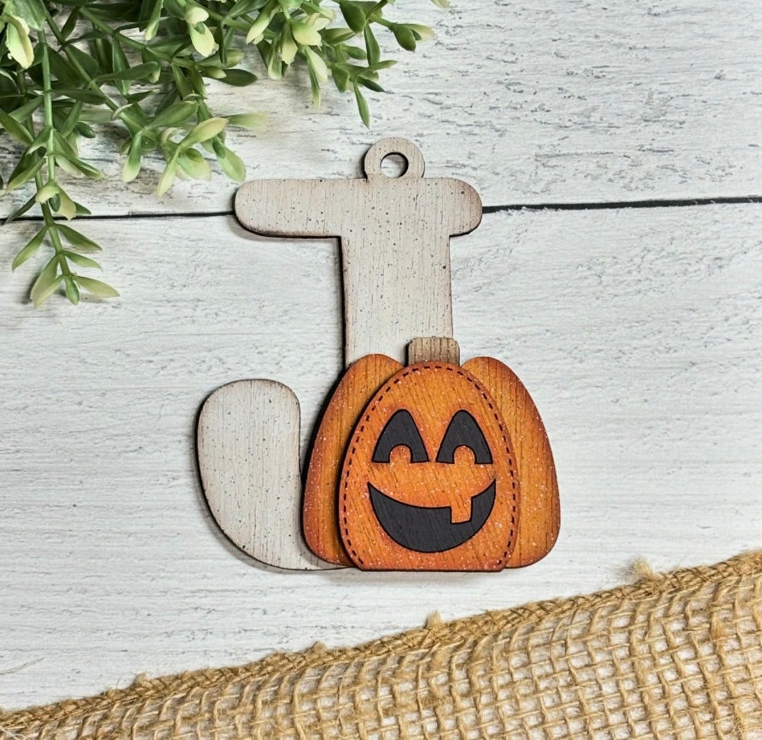 Stitched Jacko' Lantern Alphabet Tag or Ornament Set Customizable ...
