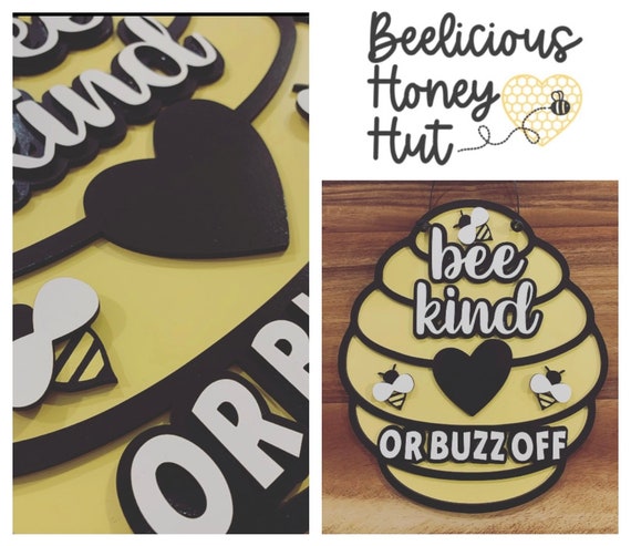 Bee Kind or Buzz off Door Hanger/sign Gift Honey Decor | Etsy