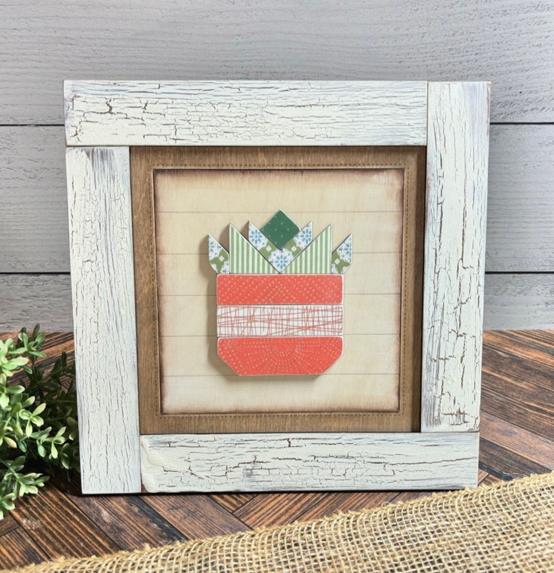 Kris Frame Interchangeable Shelf Sitter or Wall Decor, Crackle, Cactus ...