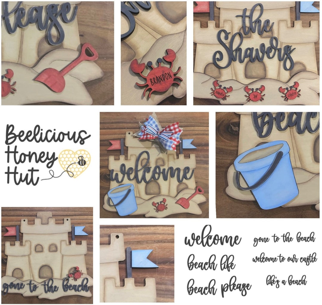 Sandcastle Beach Theme Door Hanger/sign! Gift Idea, Shovel, Bucket ...