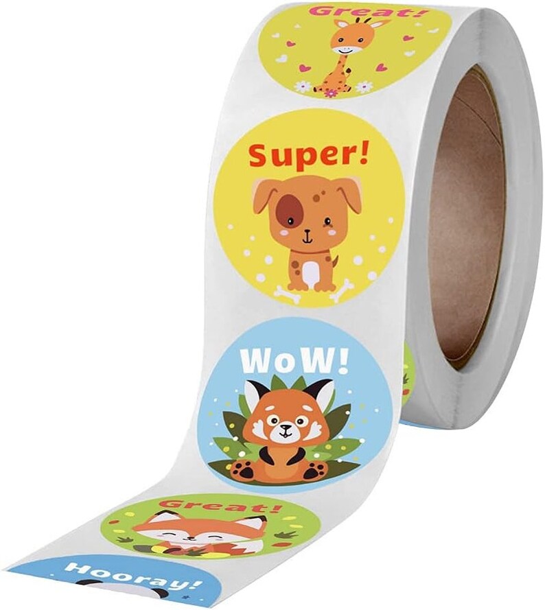 Cartoon Animal Reward Stickers for Kids Students,1inch Teacher ...