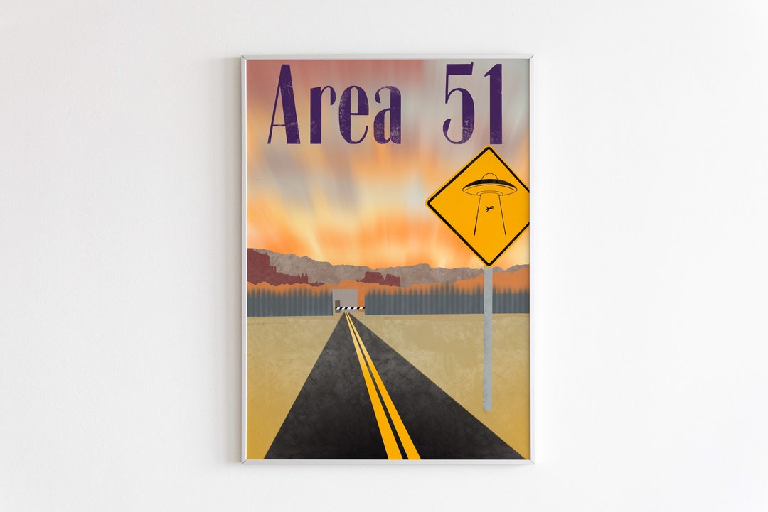 Illustrated Area 51 Poster - Etsy