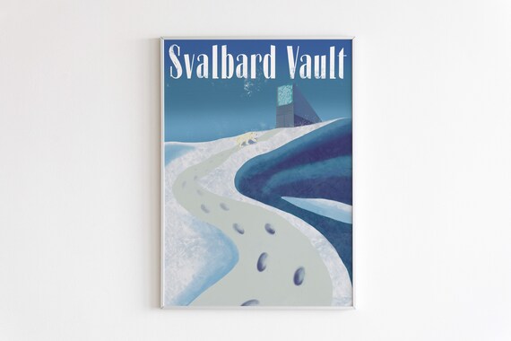 Illustrated Svalbard Vault Travel Poster | Etsy