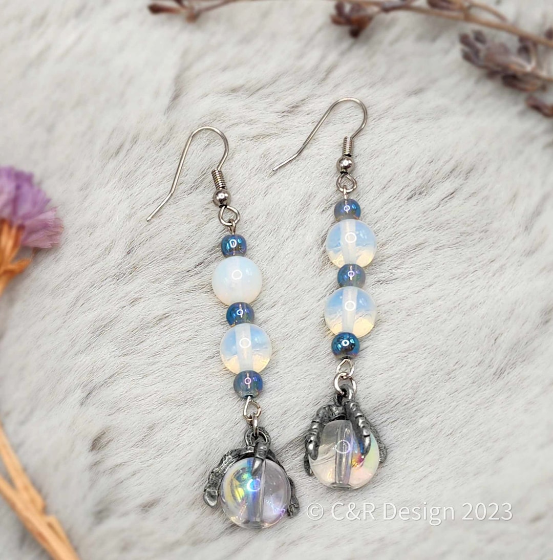 Claw Gemstone Dangle Earrings, Fantasy Gemstone Earrings, Cosplay Earrings, Fantasy Earrings ...